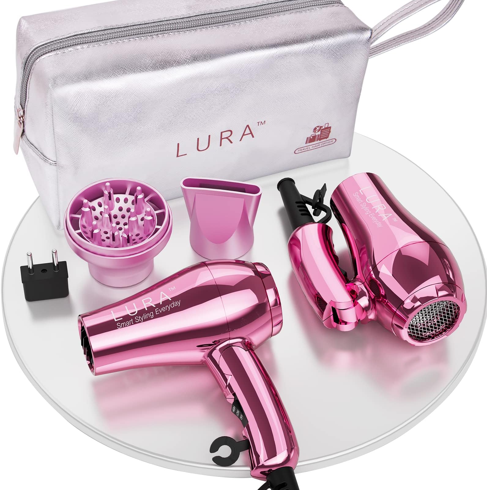 Amazon.com : LURA Mini Portable Travel Hair Dryer:Dual Voltage Small ...
