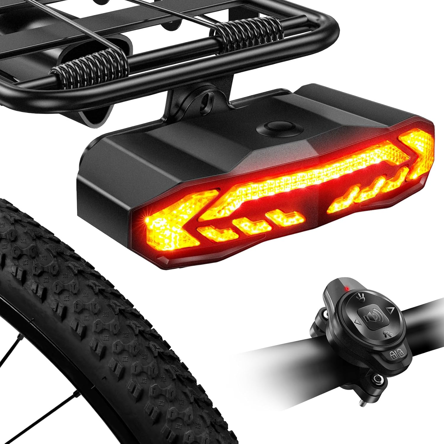 Smart Bike Tail Light for Cargo Rack with Turn Signals Brake Light Auto ...