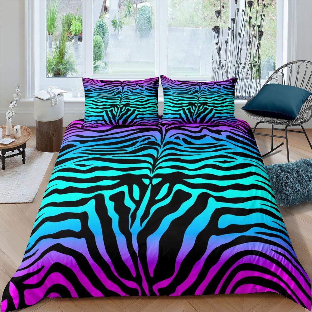Blue Zebra Print Bedding