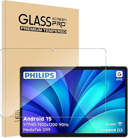Amazon.co.jp: 【1枚セット】For PHILIPS タブレット T8015 フィルム 11インチ Mosasa ガラスフィルム 衝撃吸収 9H硬度 飛散防止 2.5Dラウンド ...