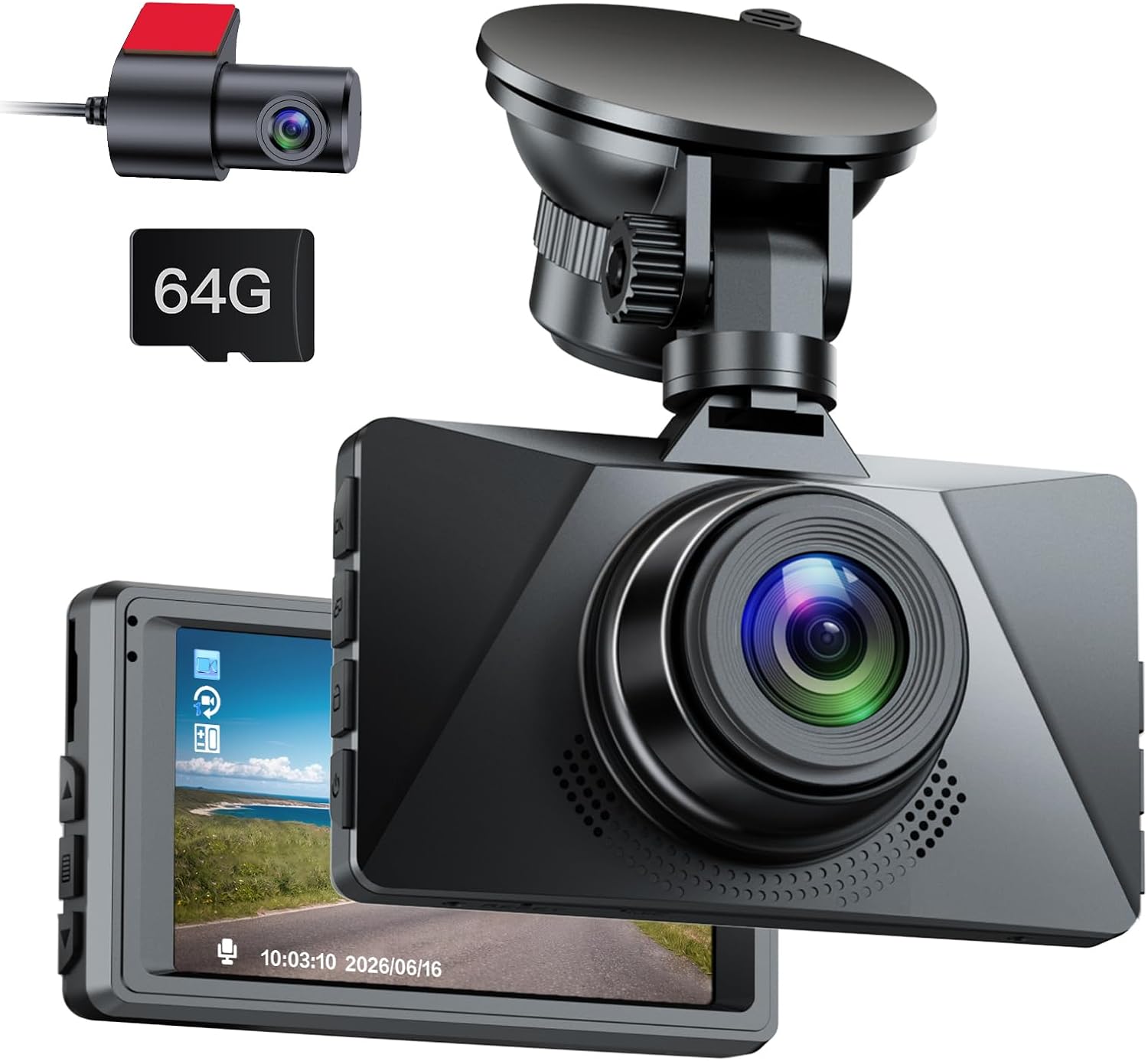 Range Tour Car Dash Cam Front and Rear, 64G Card Included, FHD 1080P ...