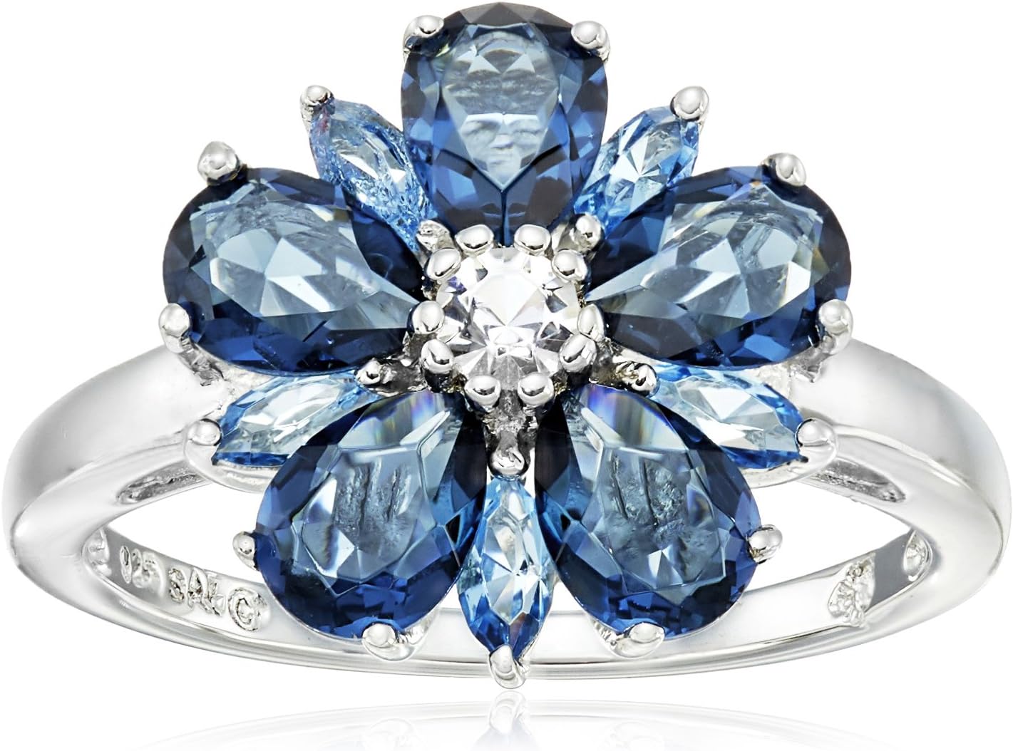 Amazon.com: Amazon Collection Sterling Silver Blue and White Crystal ...