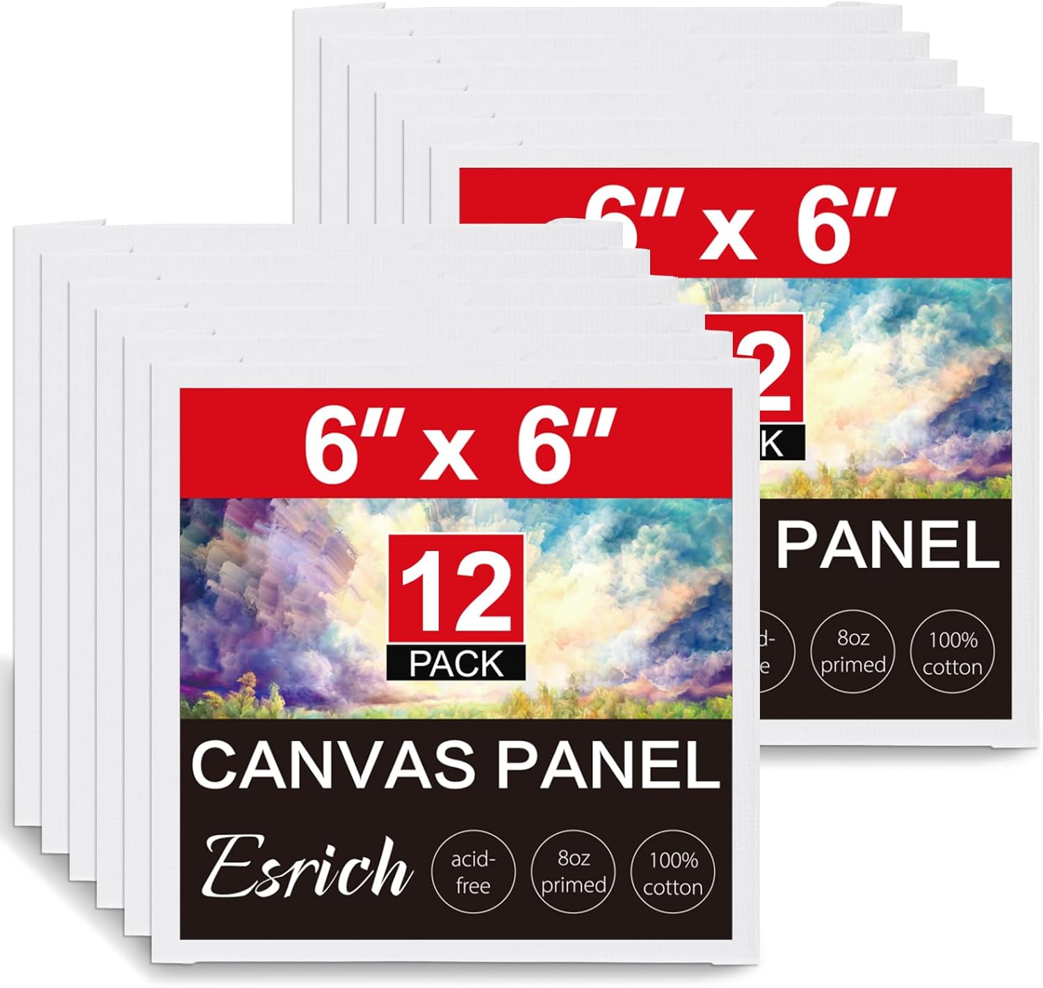 Amazon.com: ESRICH Small Canvases for Painting 6x6 inch, 12 Pack Canvas ...
