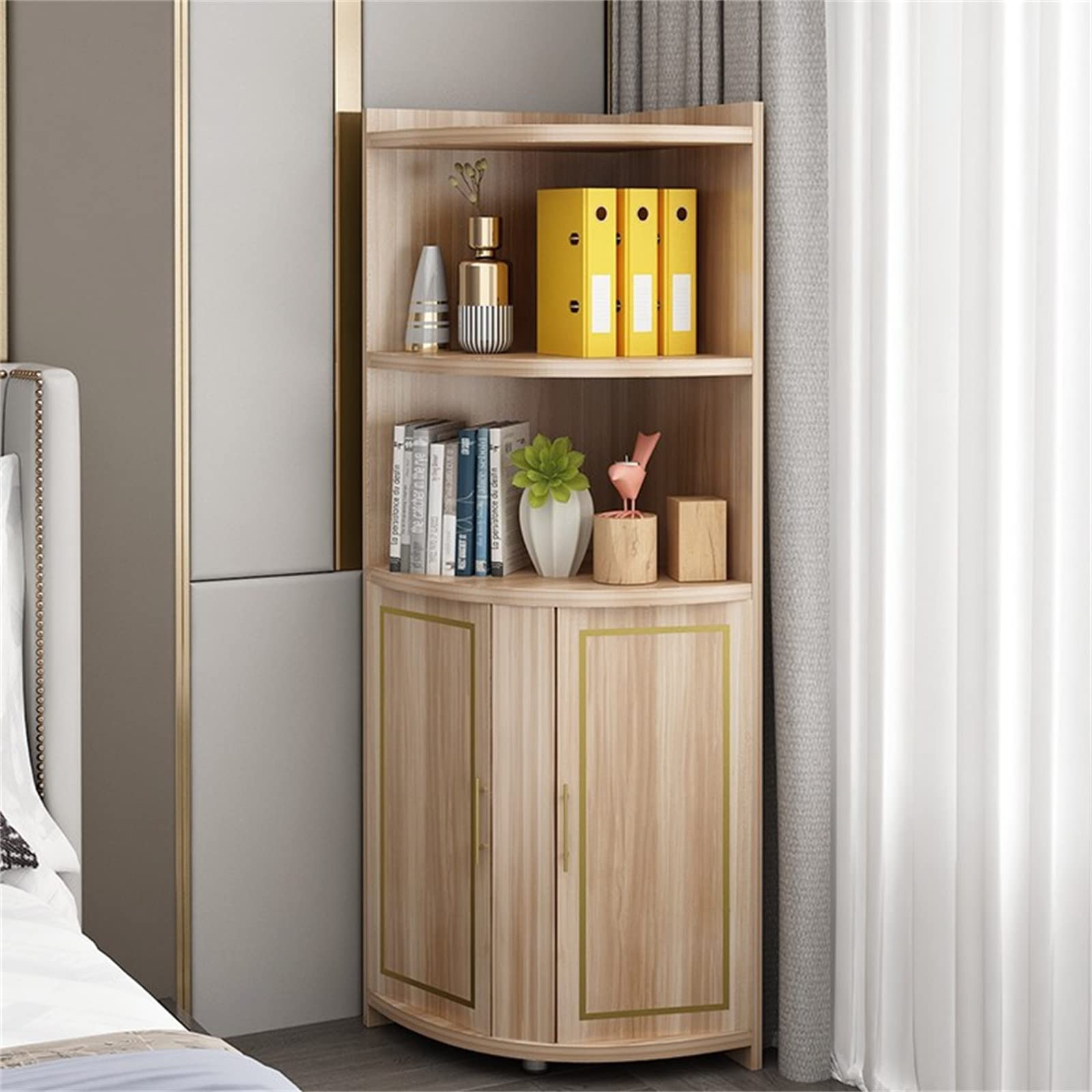 Office Corner Cabinet Bestier L Shaped Desk With Storage, 55""