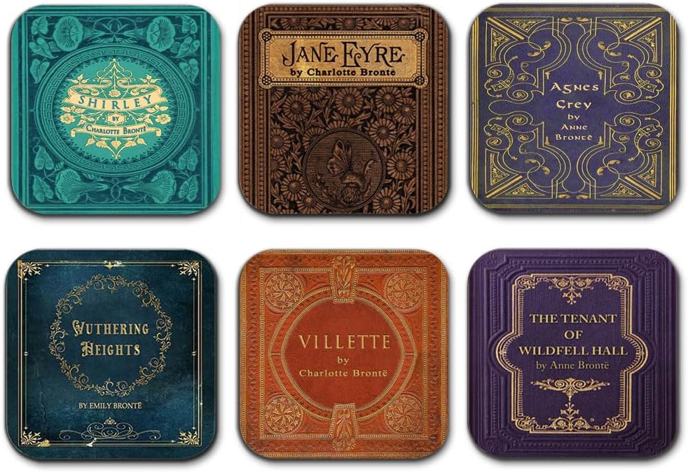 Amazon.com | Jane Austen Books Coaster Set- 6 Piece Wood Coaster Set ...