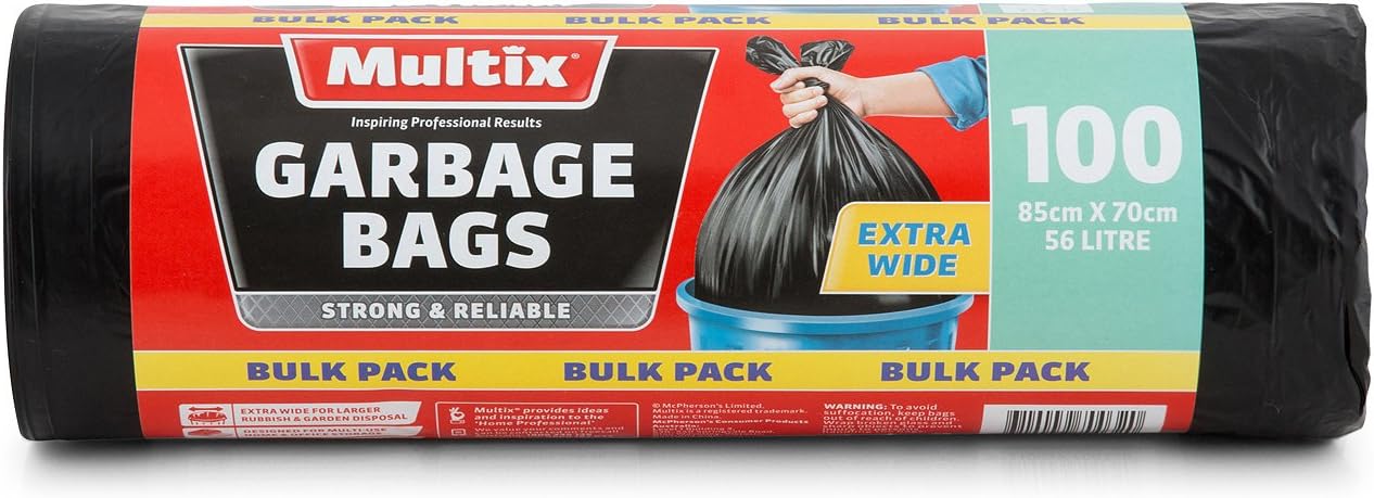 Multix 56L Extra Wide Garbage Bags 100pk : Amazon.com.au: Health ...