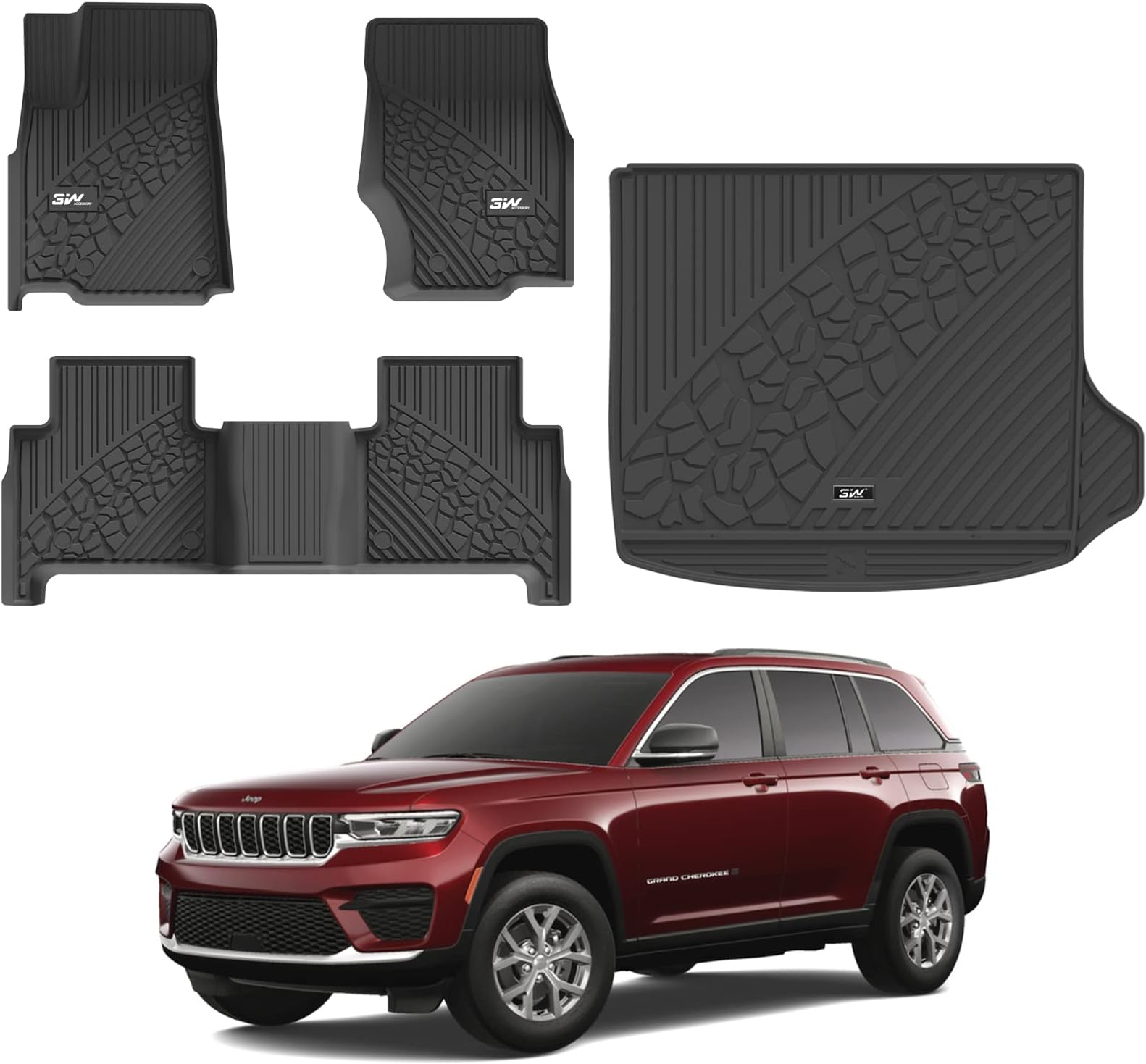 3W Floor Mats&Cargo Liner Compatible for Jeep Grand Cherokee 2022-2024 ...
