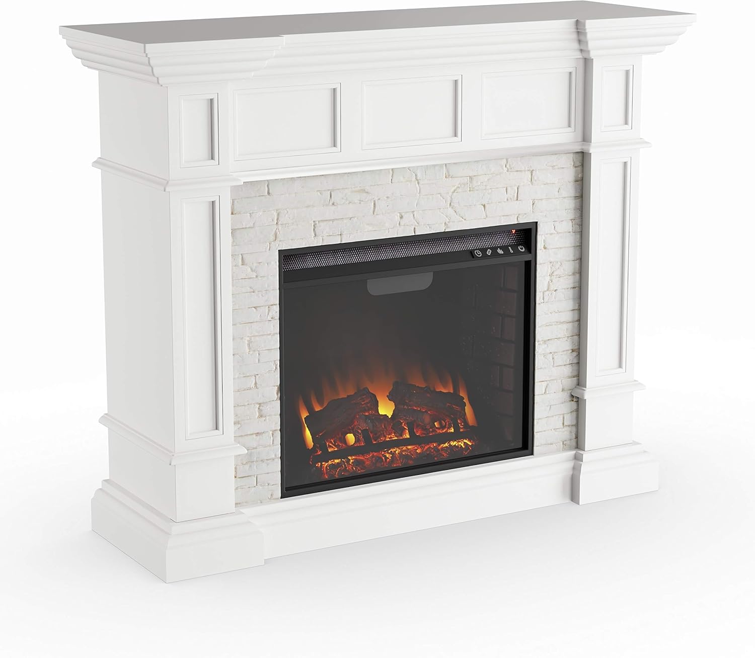 Buy MISC White Faux Stone Corner Convertible Electric Fireplace ...