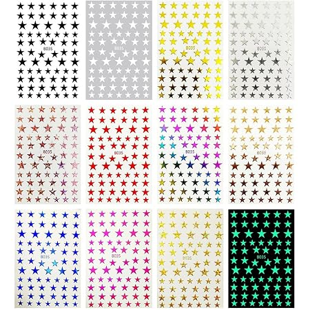Amazon.com: 8 Sheets Star Nail Art Sticker 3D Shiny Glitters Starlight ...