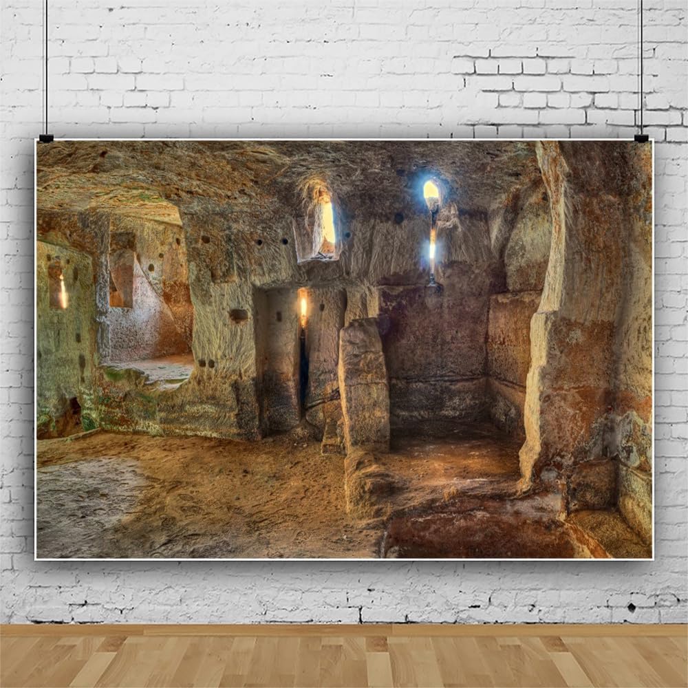 Amazon.com : Vinyl 7x5ft Old Cave Backdrop Ancient Wall Brick Stone ...