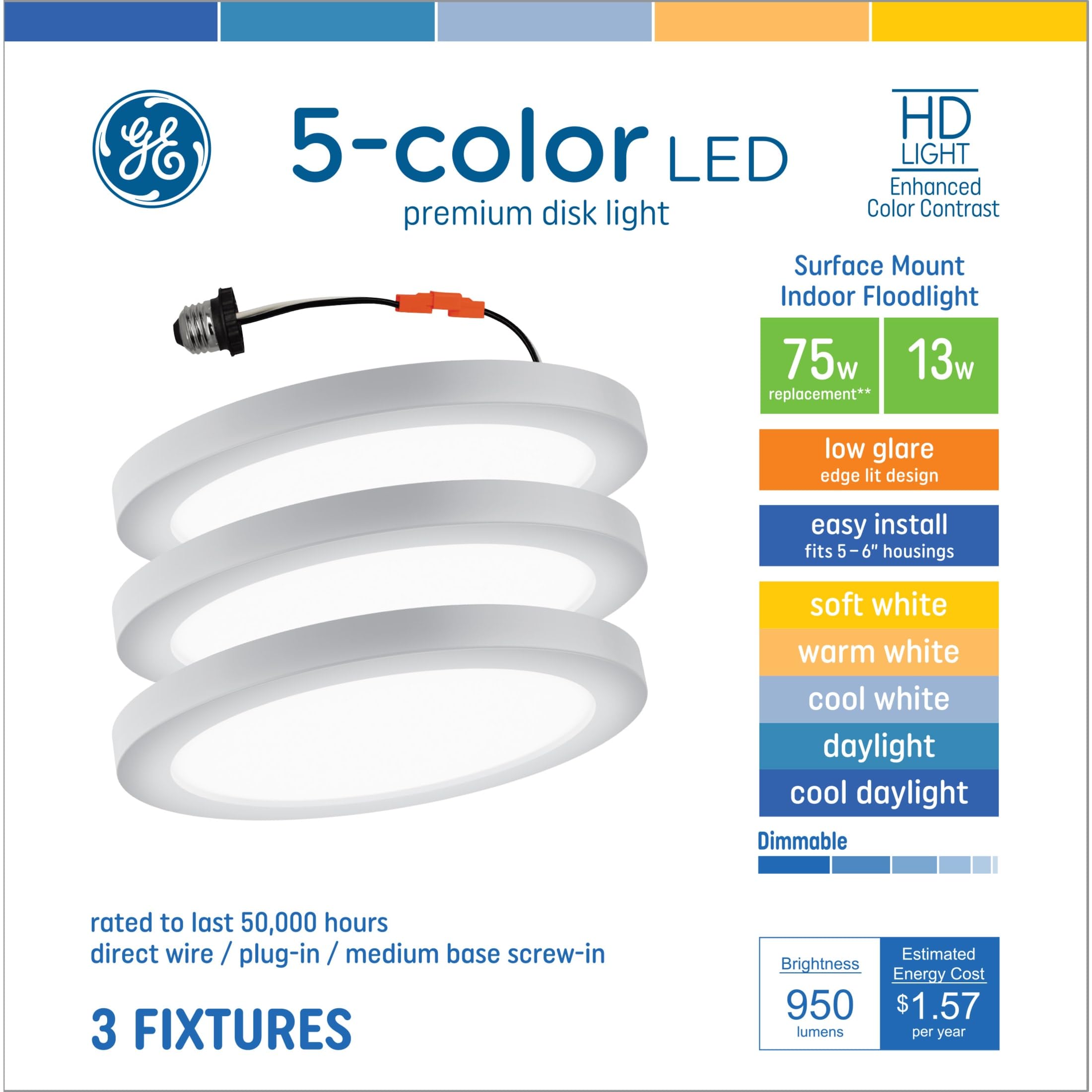 Ge Led Surface Mounted Light Fixture Wafer Lights Vs Can Lights