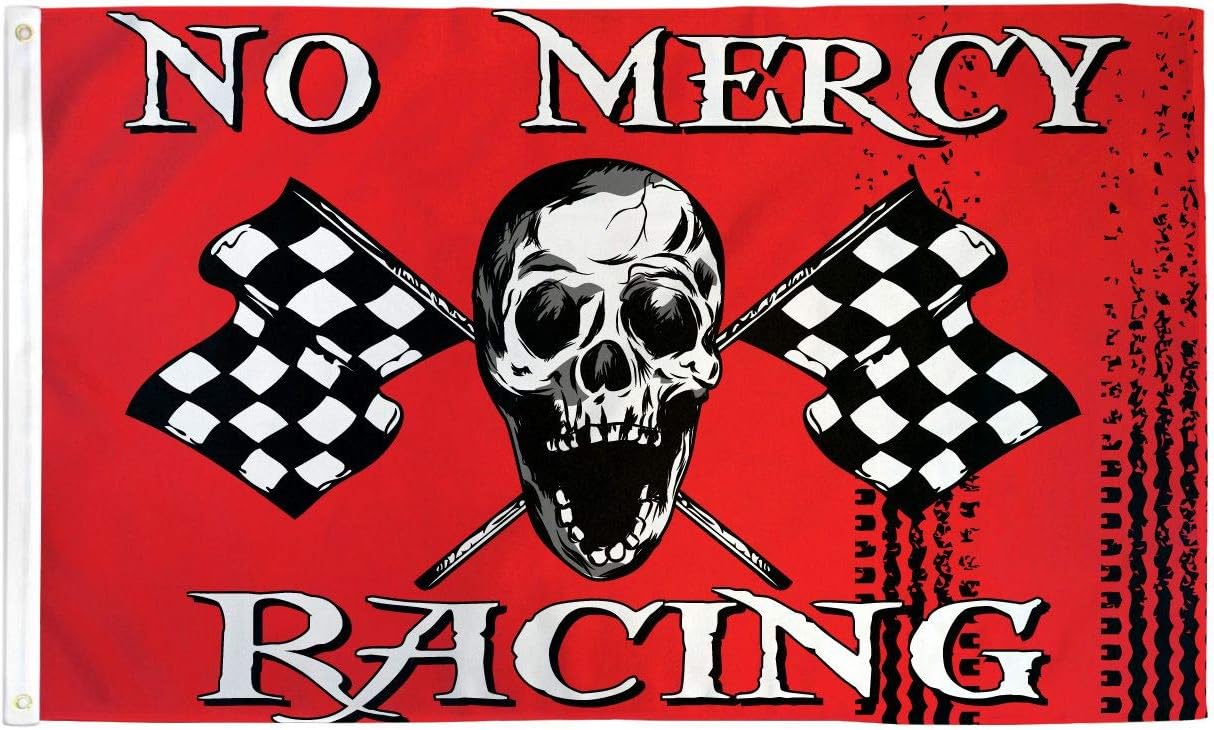 Amazon.com: No Mercy Racing Pirate Flag Skull with Checkered Flags 3 x ...