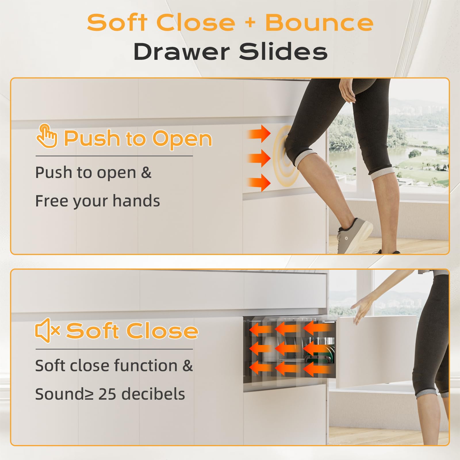 Snapklik.com : SIGOE Push To Open & Soft Close Undermount Drawer Slide ...