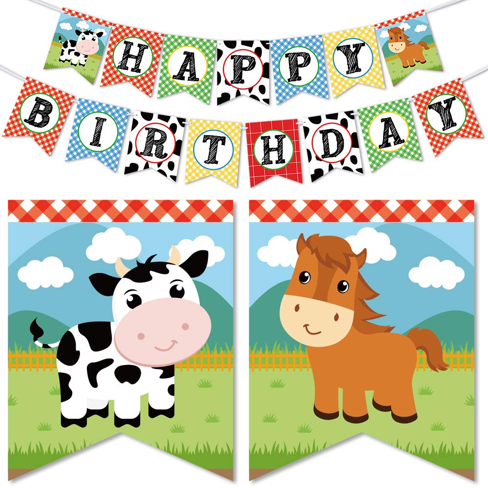 Buy WERNNSAI Farm Animals Birthday Party Decorations - Happy Birthday ...