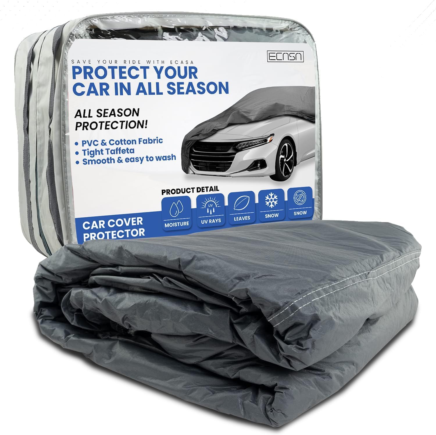 ECASA™ Premium Dustproof Car Cover, XXL 220''x 80''x 48'' Sedan Car ...