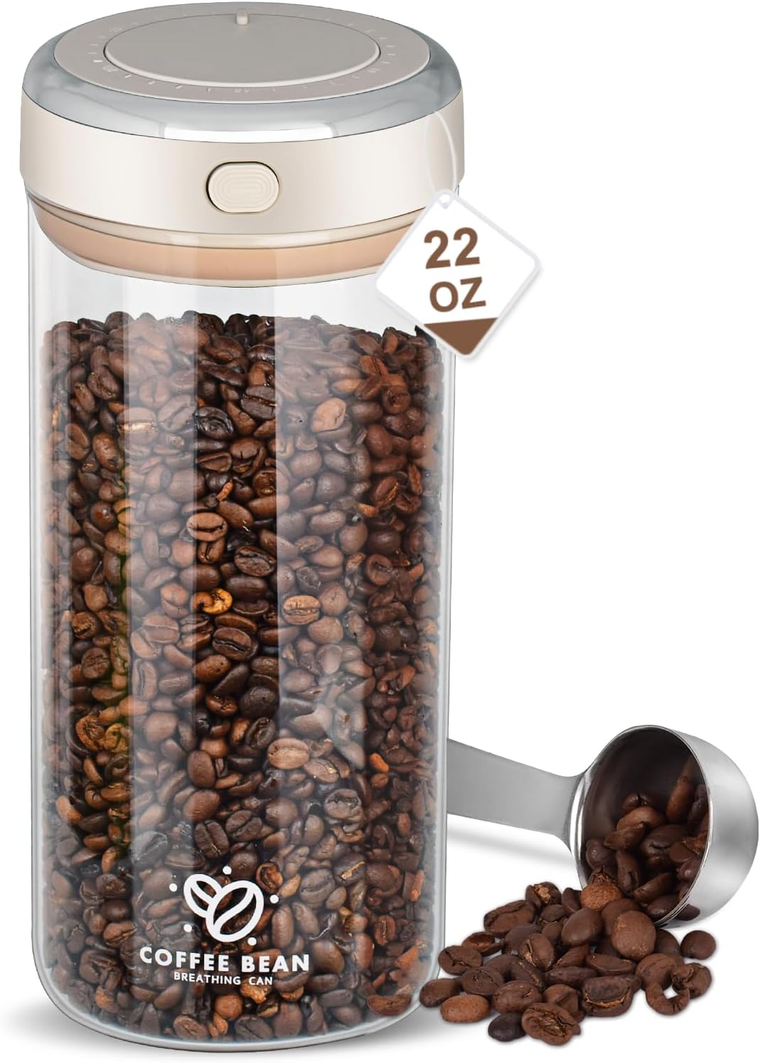 Amazon.com: hiiozlam 22oz Airtight Coffee Canister With Scoop, Glass ...