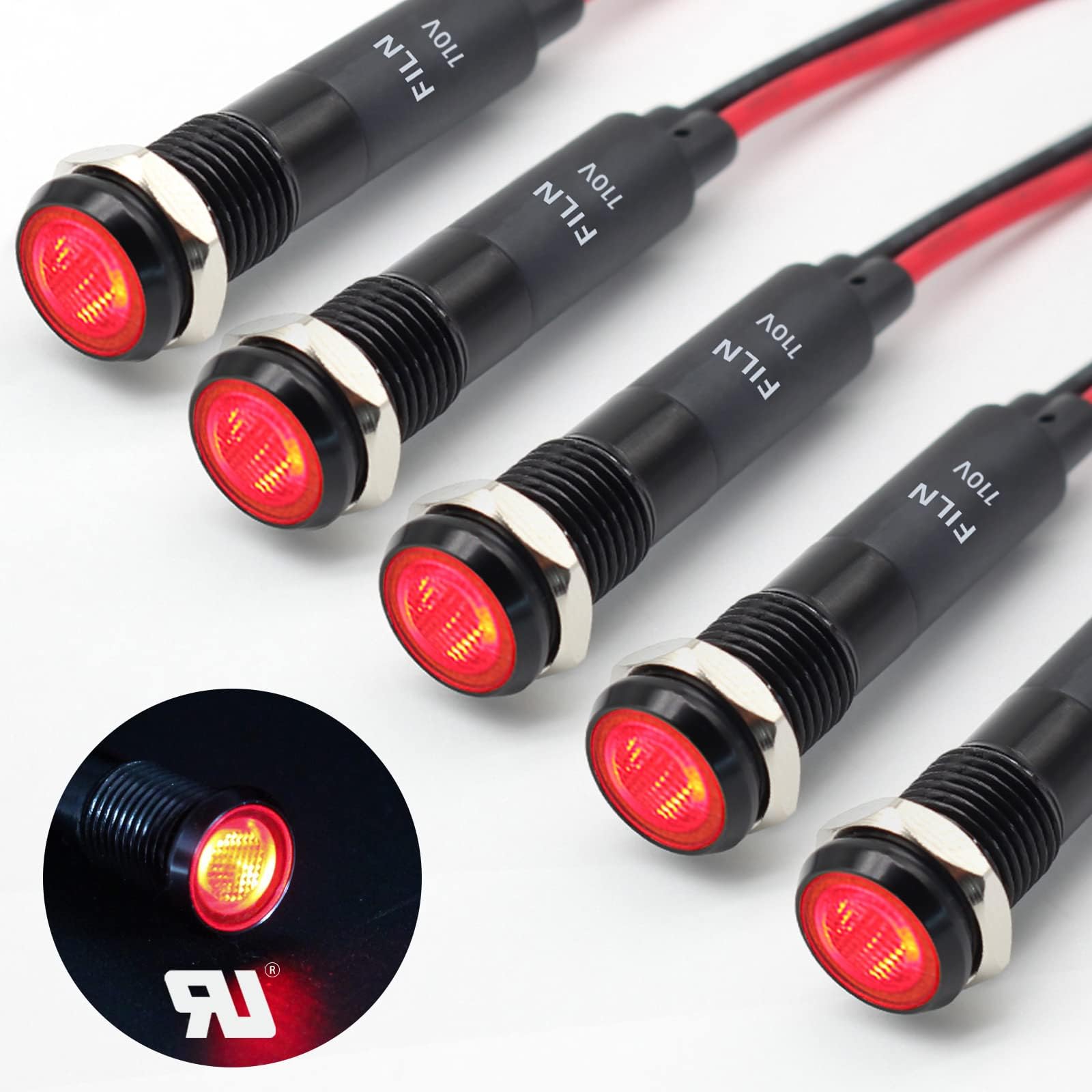 Amazon.com: Alpinetech 6mm 1/4" Red 12V LED Metal Indicator Pilot ...