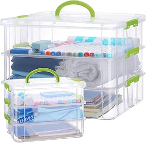 Amazon.com: 6 PACK 2 Sizes 3-Tier Plastic Storage Containers with Lids ...