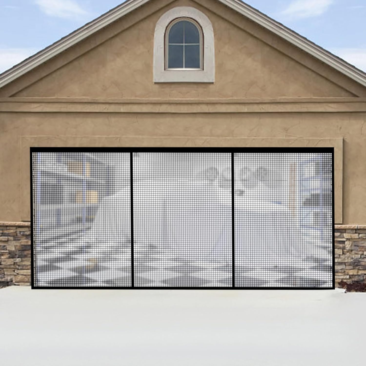 Garage Door Screen for 2 Car Garage,16x7Ft Fiberglass Mesh Door Screen ...
