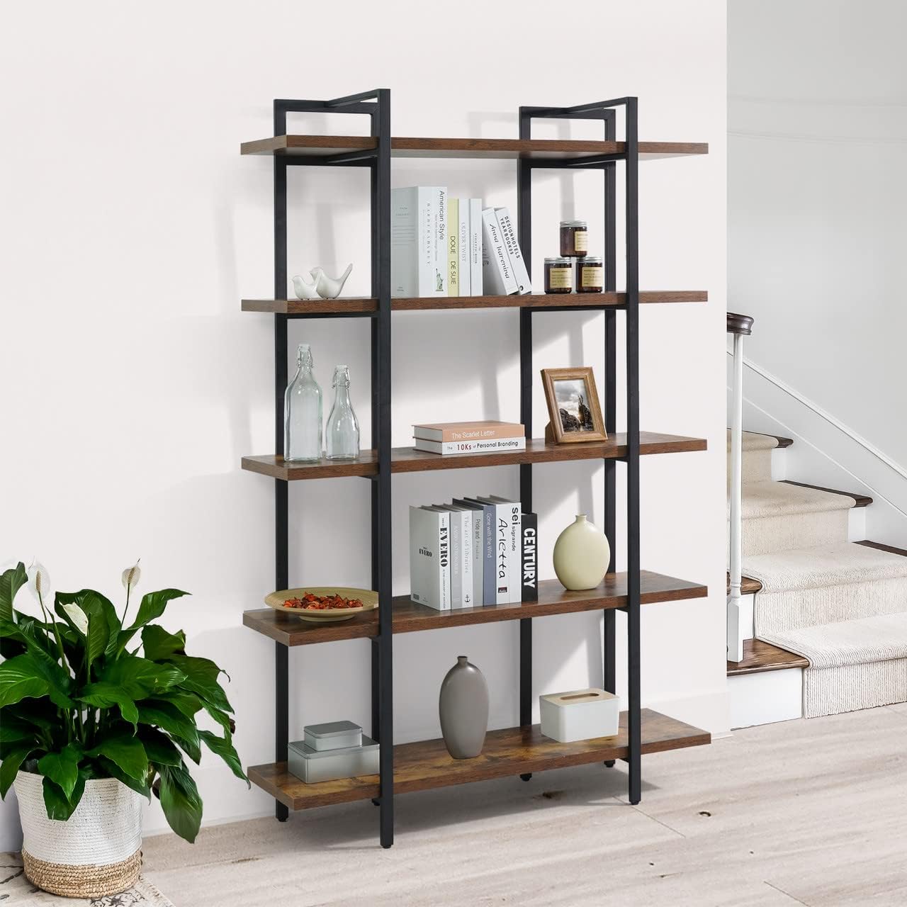 Amazon.com: Vocuer 5 Tier Bookshelf Tall Bookcase bookcases and Book ...