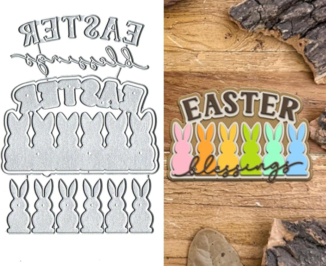 Amazon.com: 12pcs Easter Bunny Frame Metal Die Cuts, Easter Bunny ...