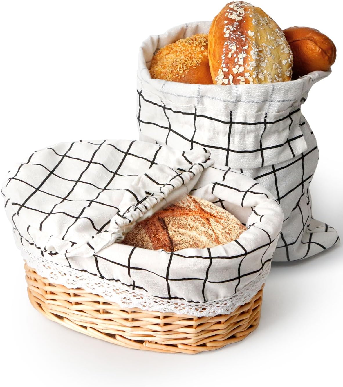 Amazon.com: NUTRIUPS Large Wicker Bread Basket for Serving, 12inch ...