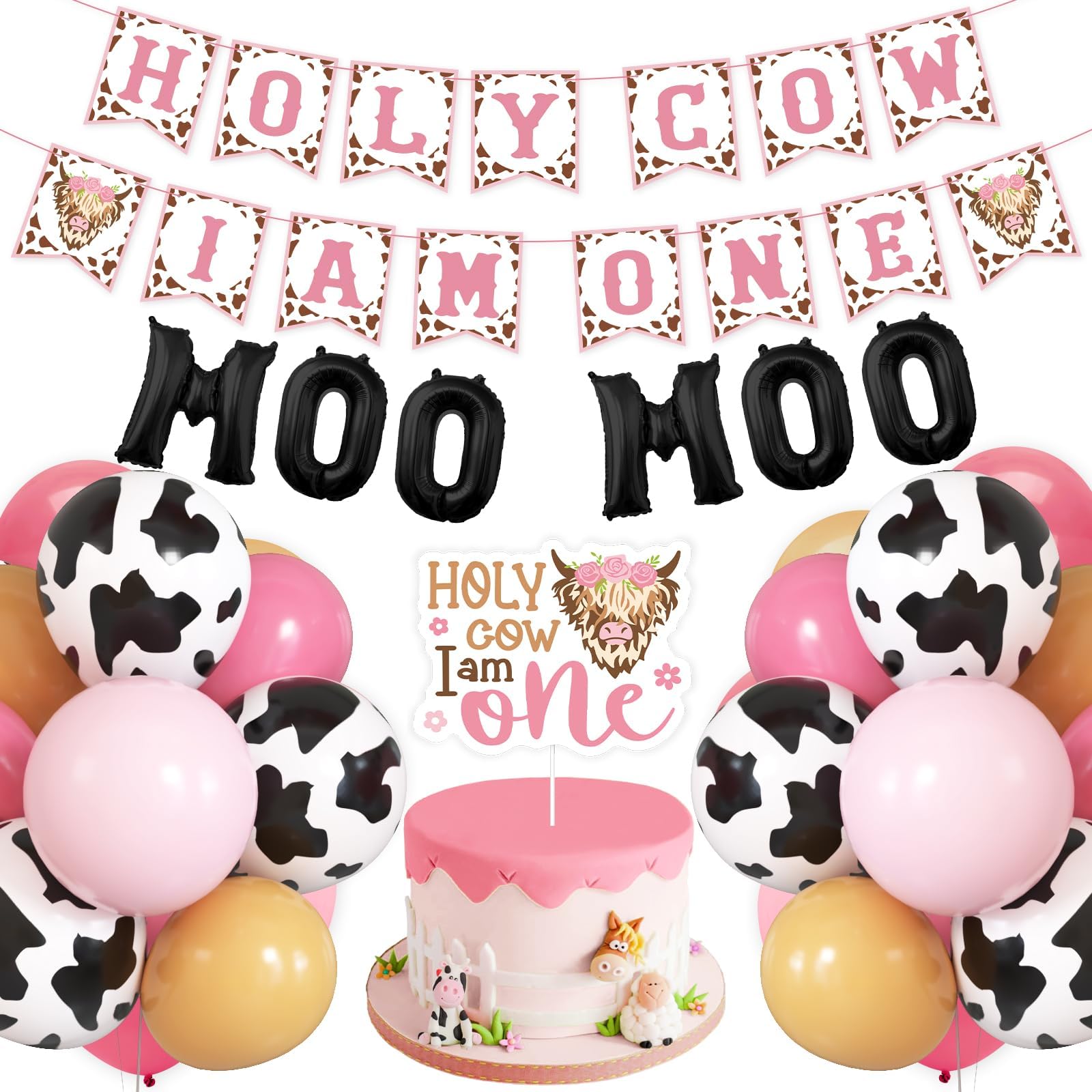 Snapklik.com : Holy Cow First Birthday Party Decorations For Baby Girl ...