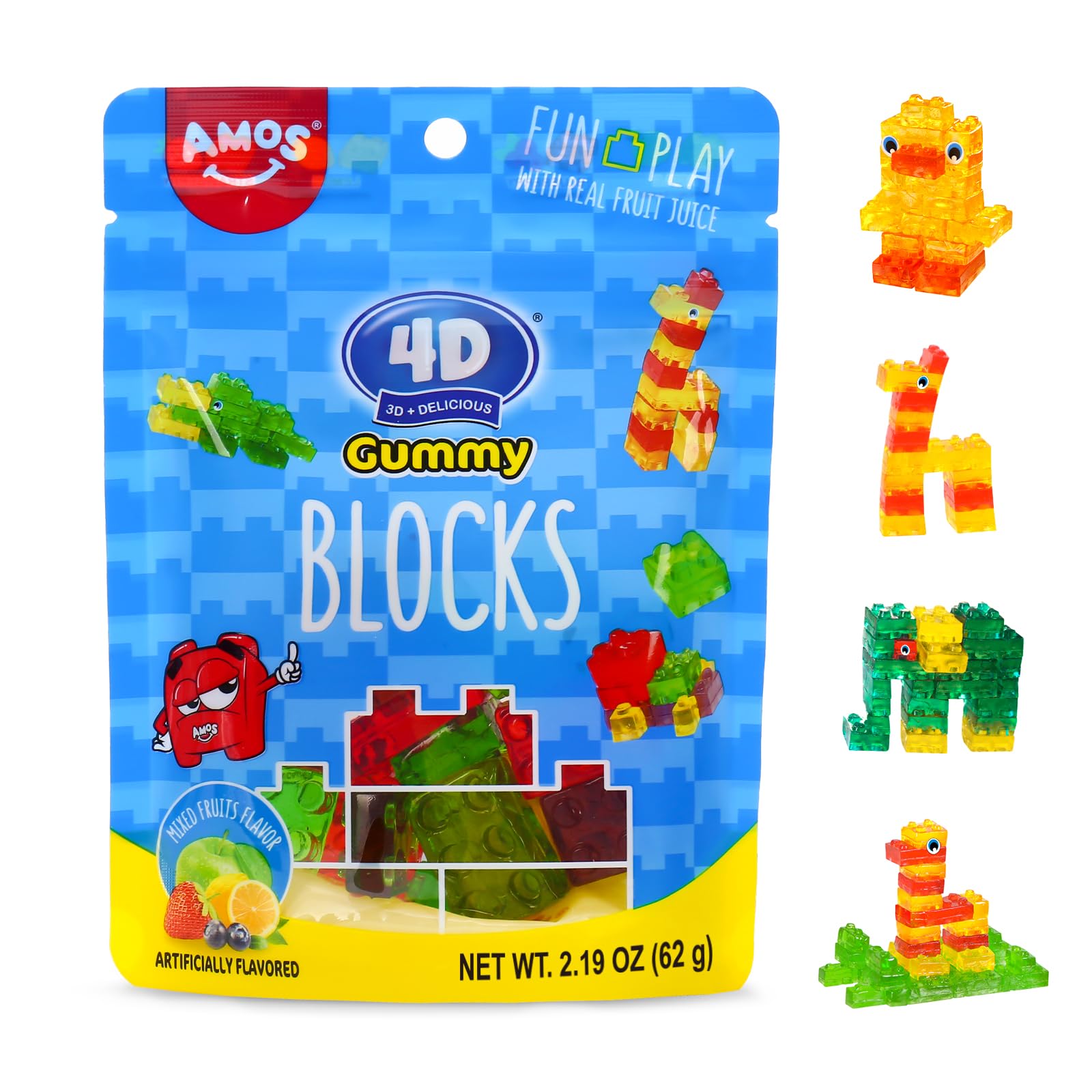 Amazon.com : AMOS 4D Gummy Blocks Candy Bricks, Edible Building Blocks ...
