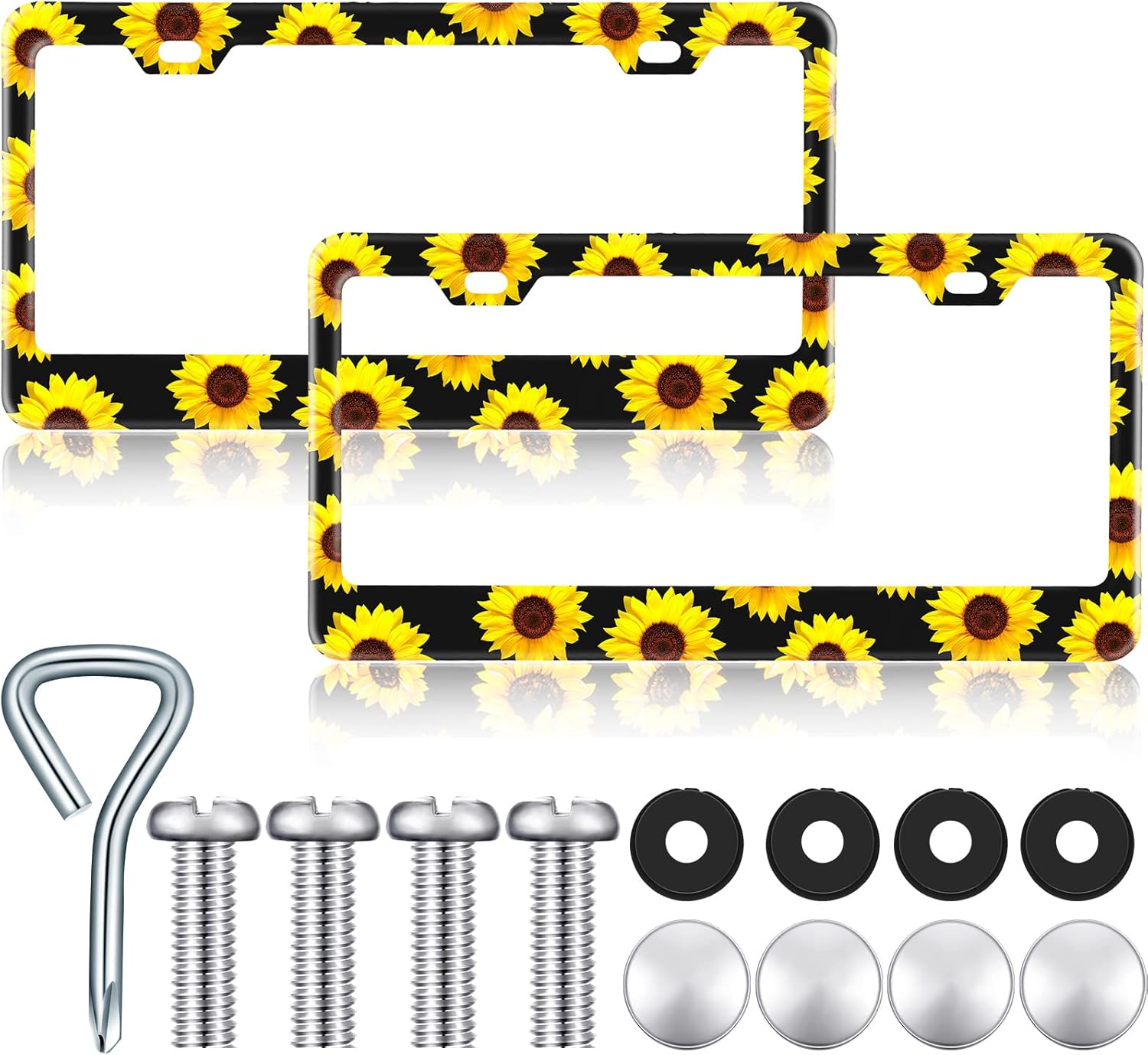 Amazon.com: 2 Sets Sunflower License Frame Sunflower Aluminum Metal ...