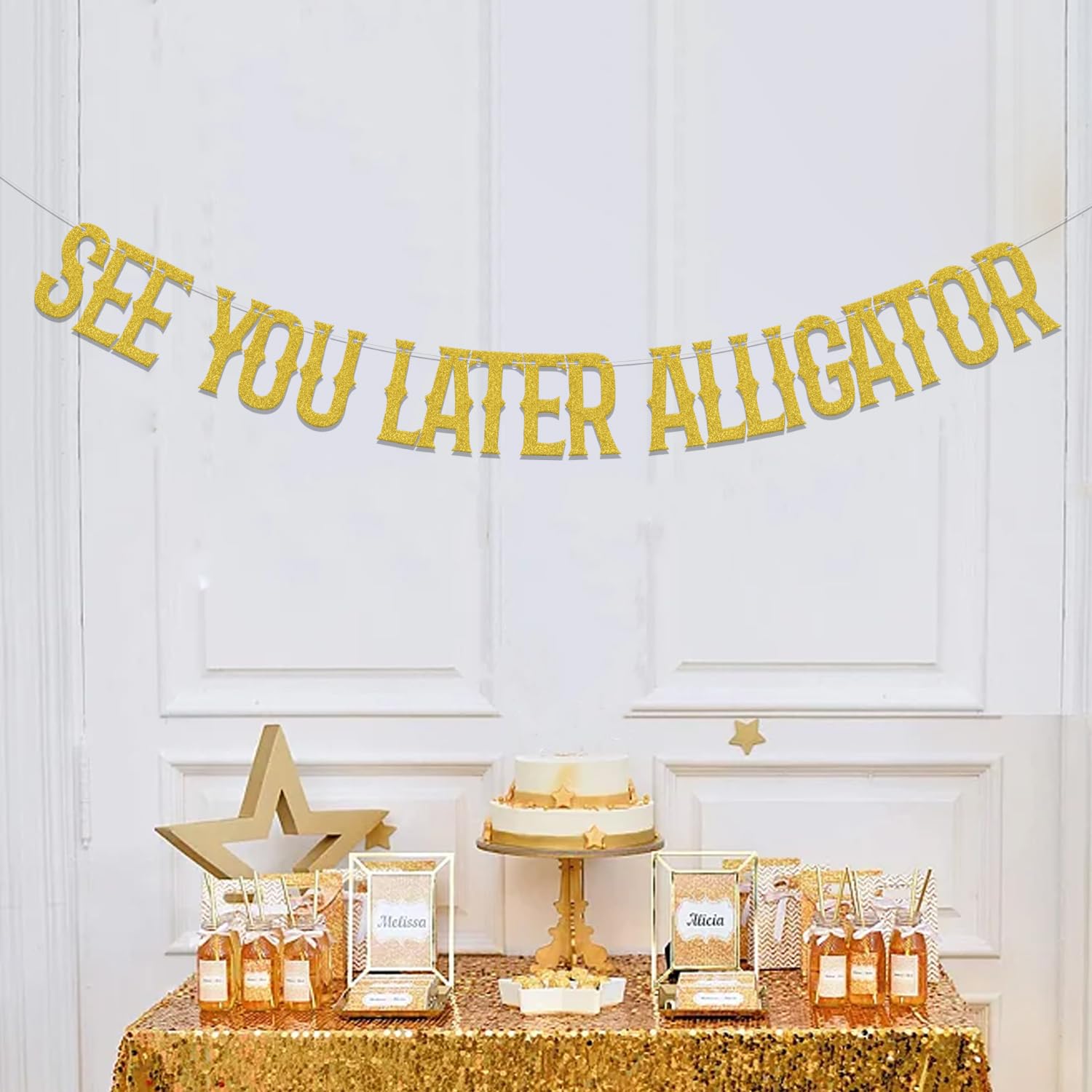 Snapklik.com : Gold Glitter See You Later Alligator Banner Retirement ...