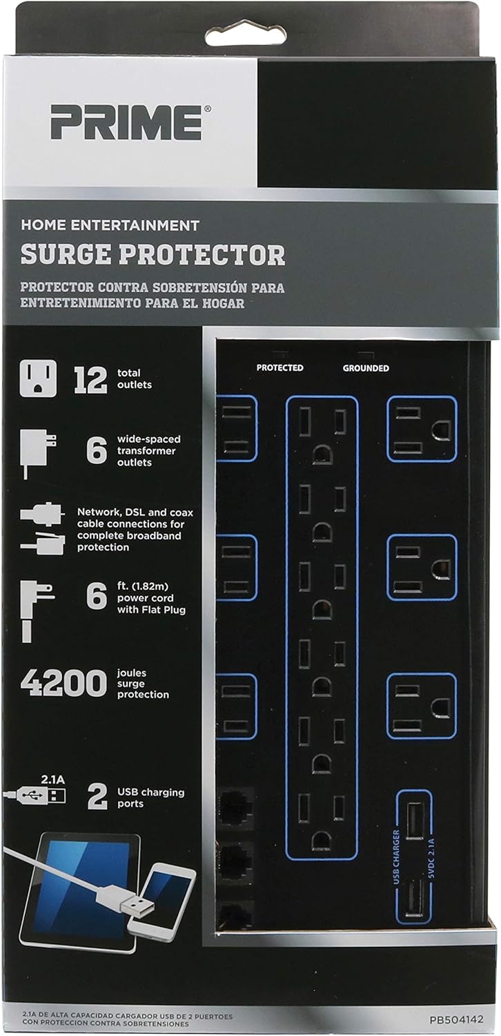 Amazon.com: Prime Wire & Cable Prime Wire PB504142 12-Outlet Premium ...