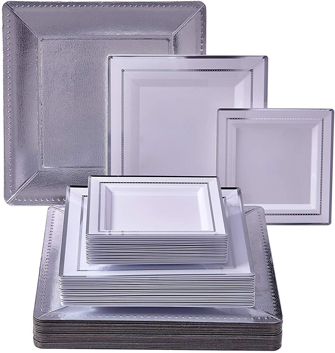 Amazon.com: SILVER SPOONS PARTY DISPOSABLE DINNERWARE SET | Charger ...