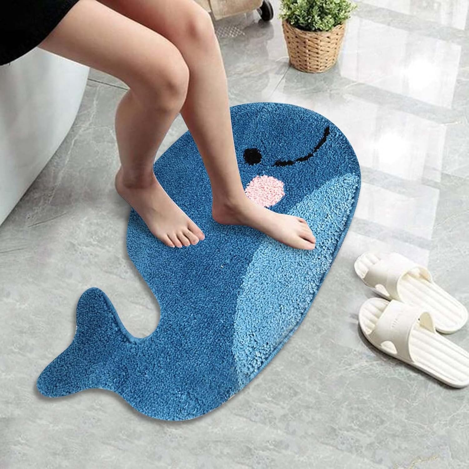 Amazon.com: LuxeOne Sea Marine Animal Bath Mat for Bathroom, Summer ...