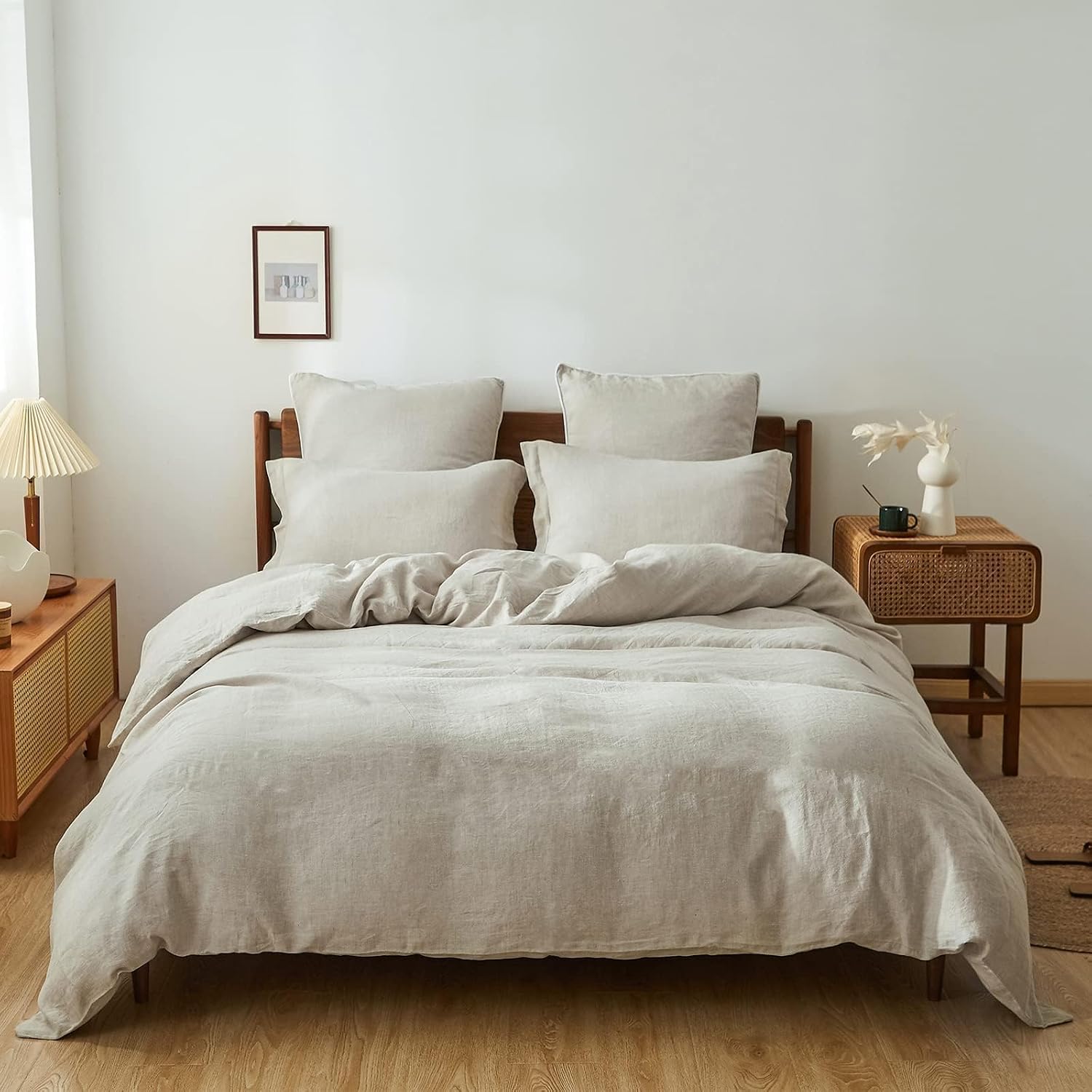 Amazon.com: Simple&Opulence 100% Linen Duvet Cover Set, 3 PCS Natural ...