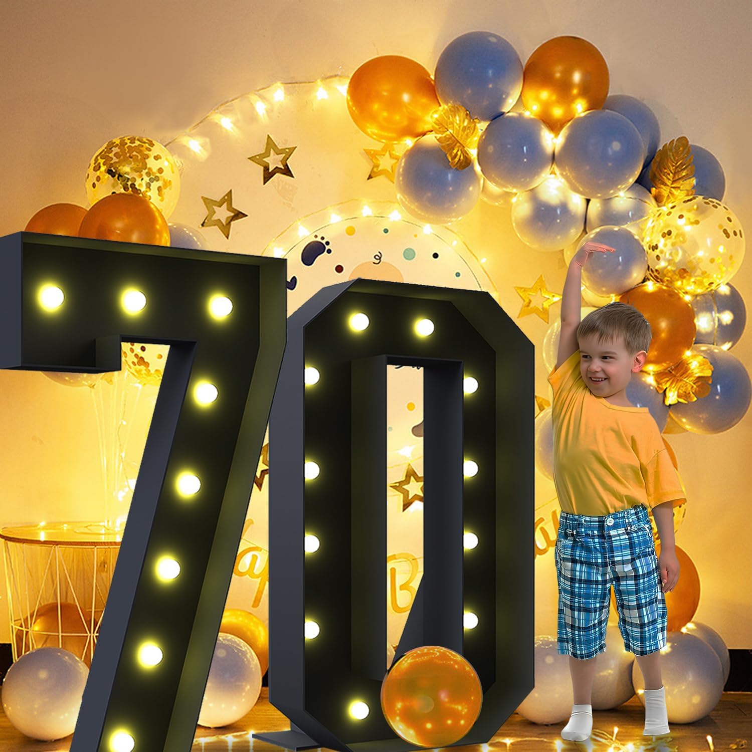 Amazon.com: 4ft Marquee Light Up Numbers 70 Black Mosaic Frame Large ...