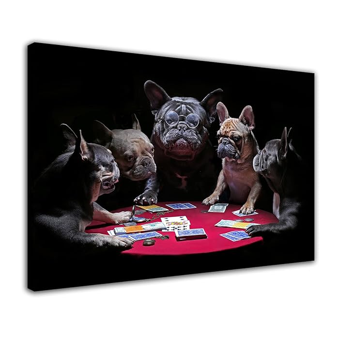 Buy Bulldog Playing Poker Poster Animal Dog Playing Cards Wall Art ...