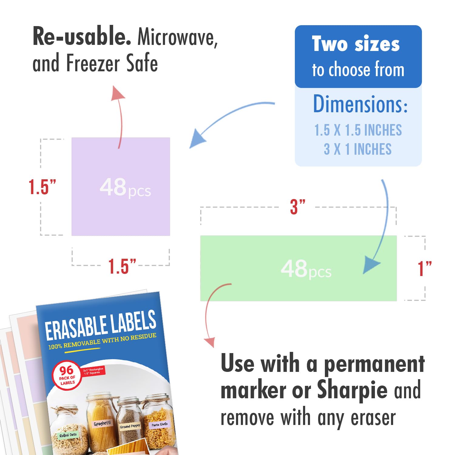 Snapklik.com : MESS Reusable Food Container Labels Erasable, Removable ...
