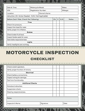 Motorcycle Inspection Checklist: Motorcycle Pre-Ride Daily Inspection ...