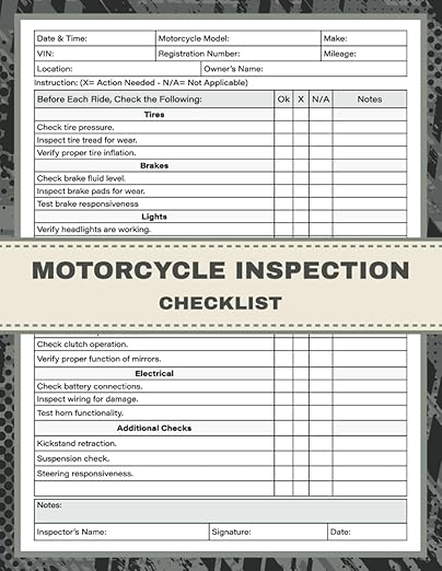 Motorcycle Inspection Checklist: Motorcycle Pre-Ride Daily Inspection ...