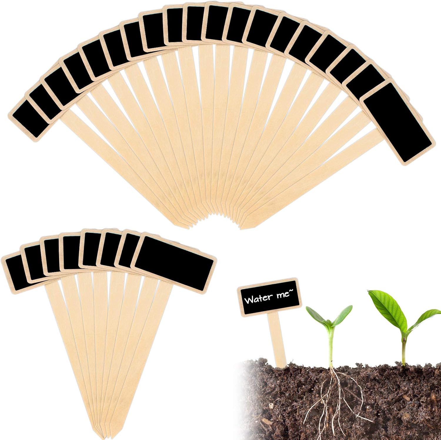 40 Pcs Wooden Plant Signs Wood Plants Tags Garden Signs Labeling Plant ...