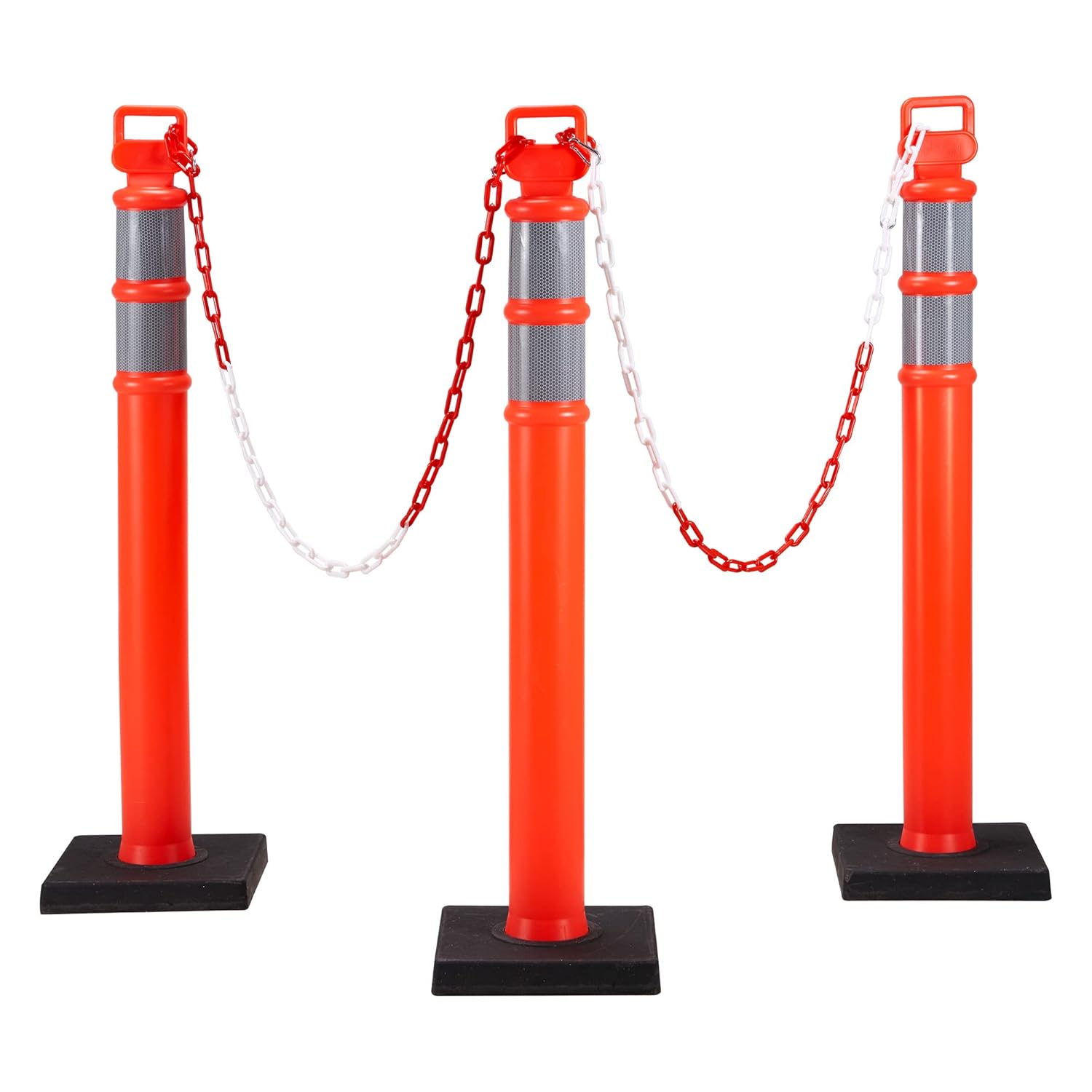 Spurgehom 3 Pack Delineator Post Set, 45" Orange Traffic Delineator ...
