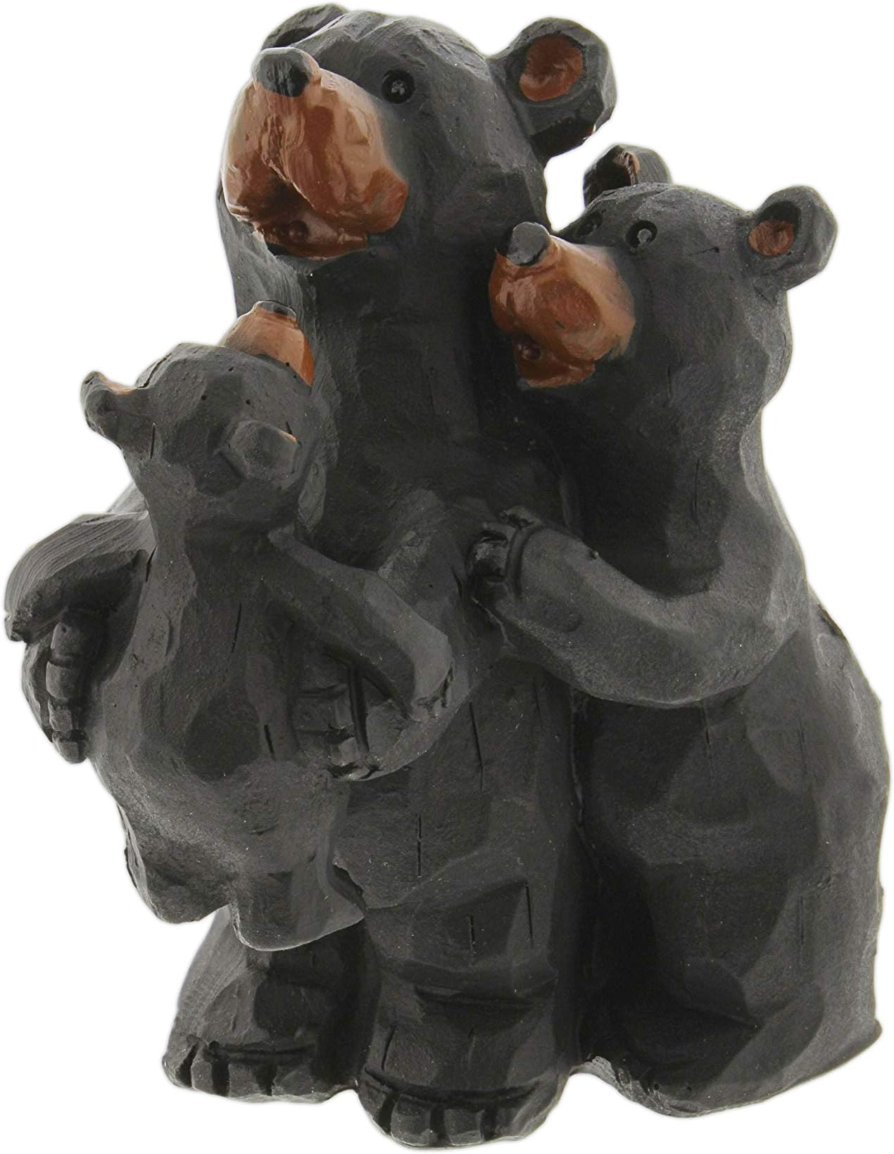 Amazon.com: SLIFKA Resin Piggy Back Bear Cub Figurine Hand-Carved Wood ...