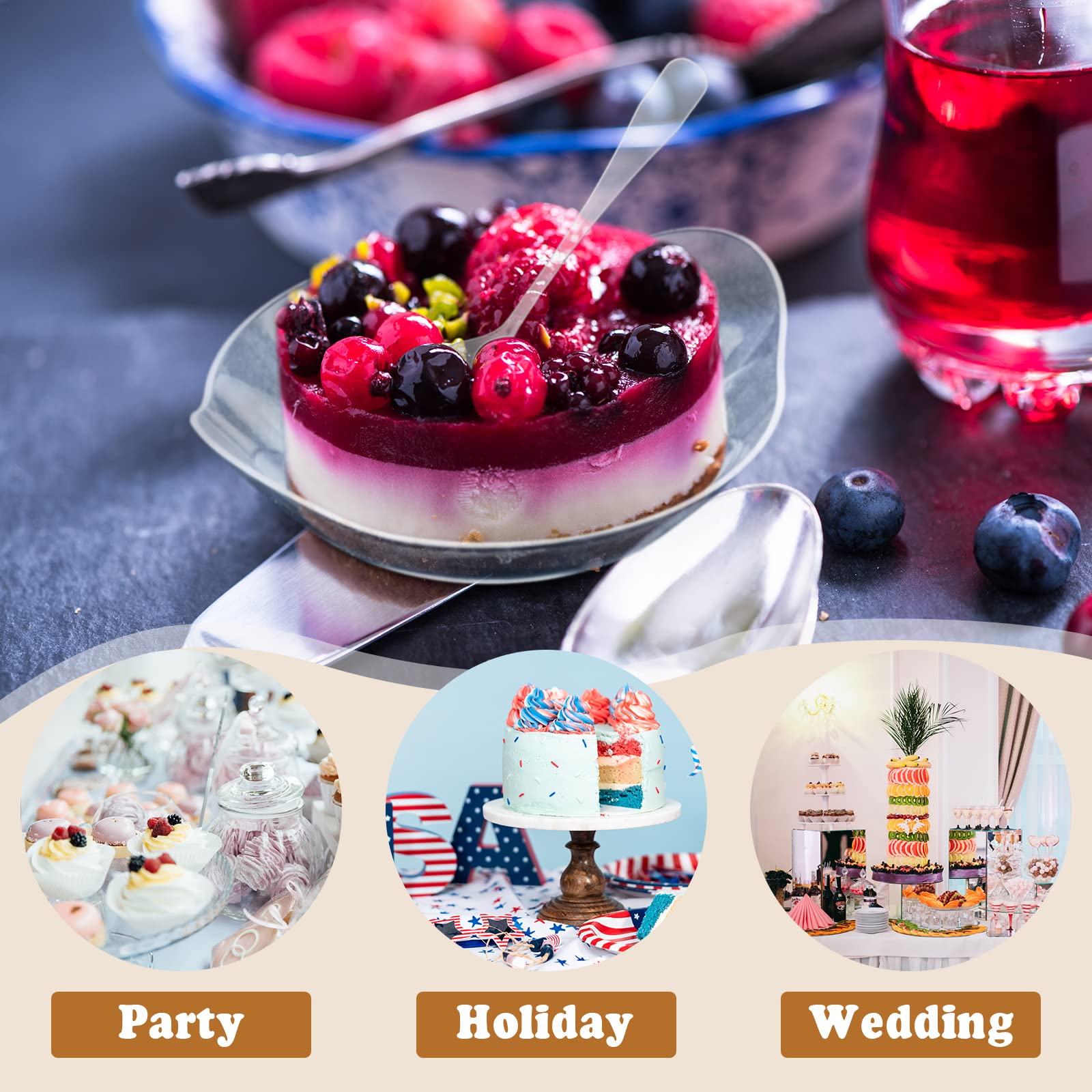 300 Count Clear Plastic Mini Dessert Plates Set Serving Disposable ...