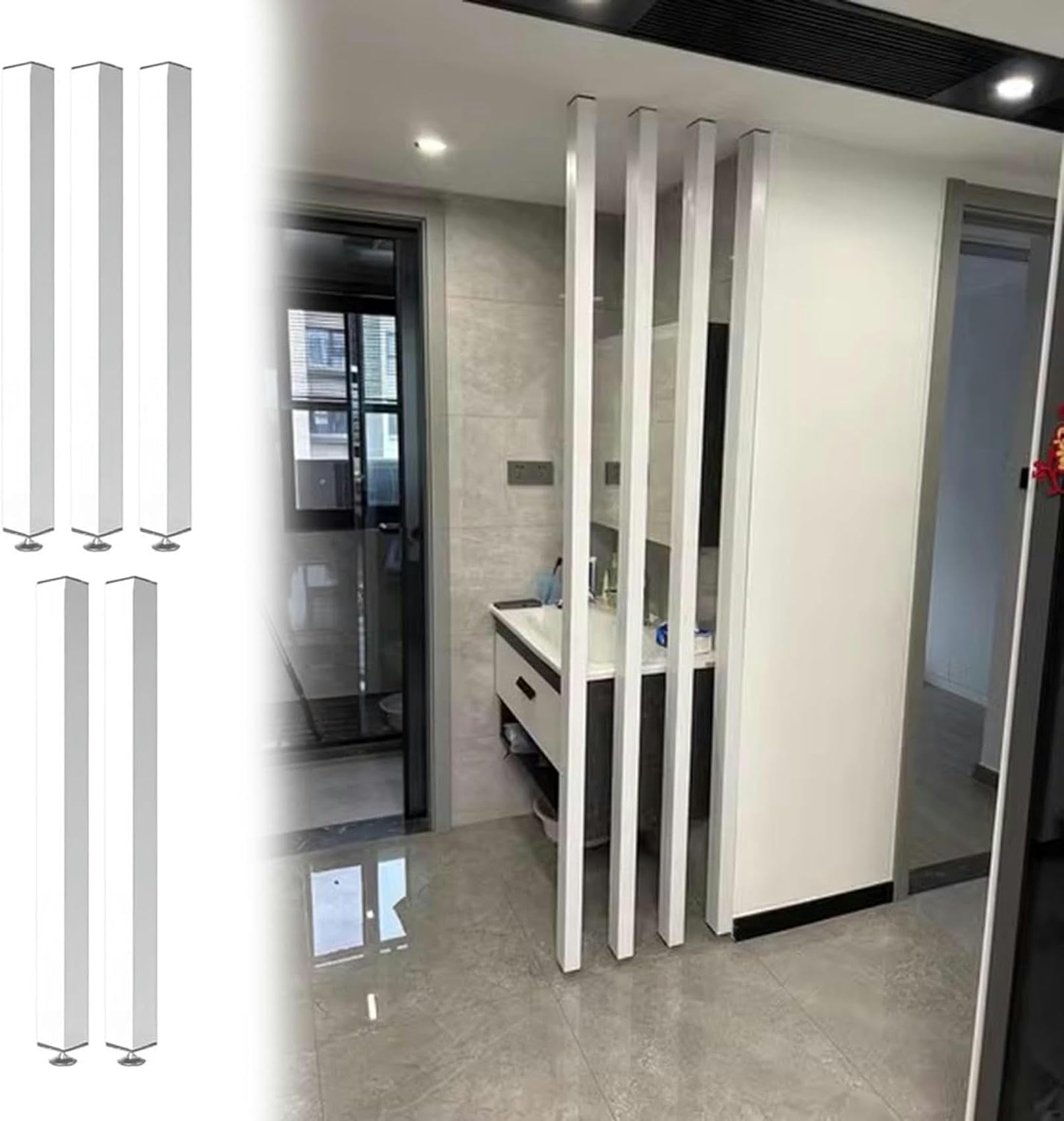 Amazon.com - Room Divider Floor to Ceiling Privacy Screen, Wooden Slats ...