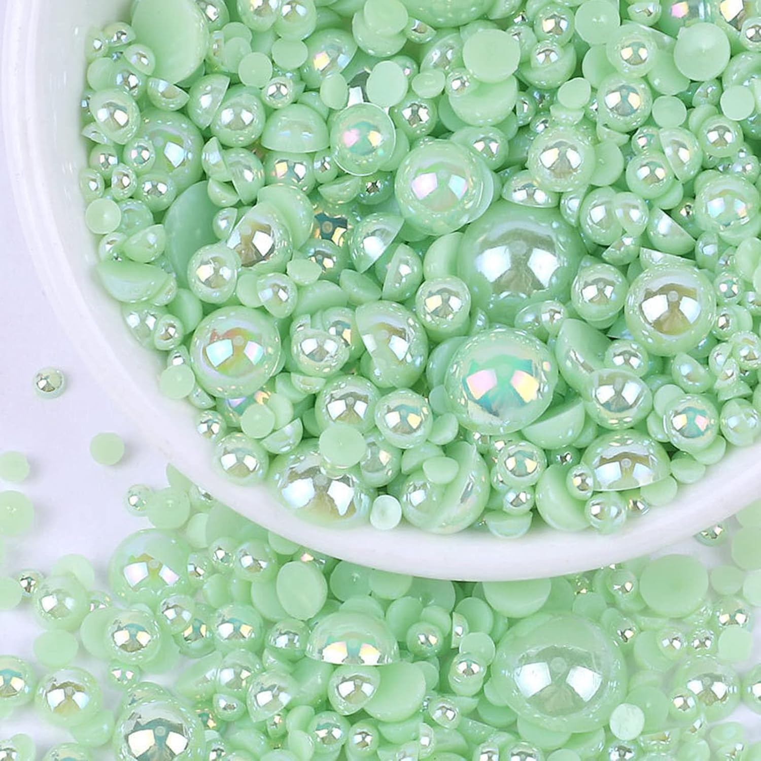 Amazon.com: Flatback Pearls for Crafts, 50g Lt.Green AB Half Pearls for ...