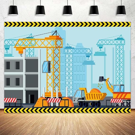 Amazon.com : Construction Theme Birthday Photo Backdrop Kids Party ...
