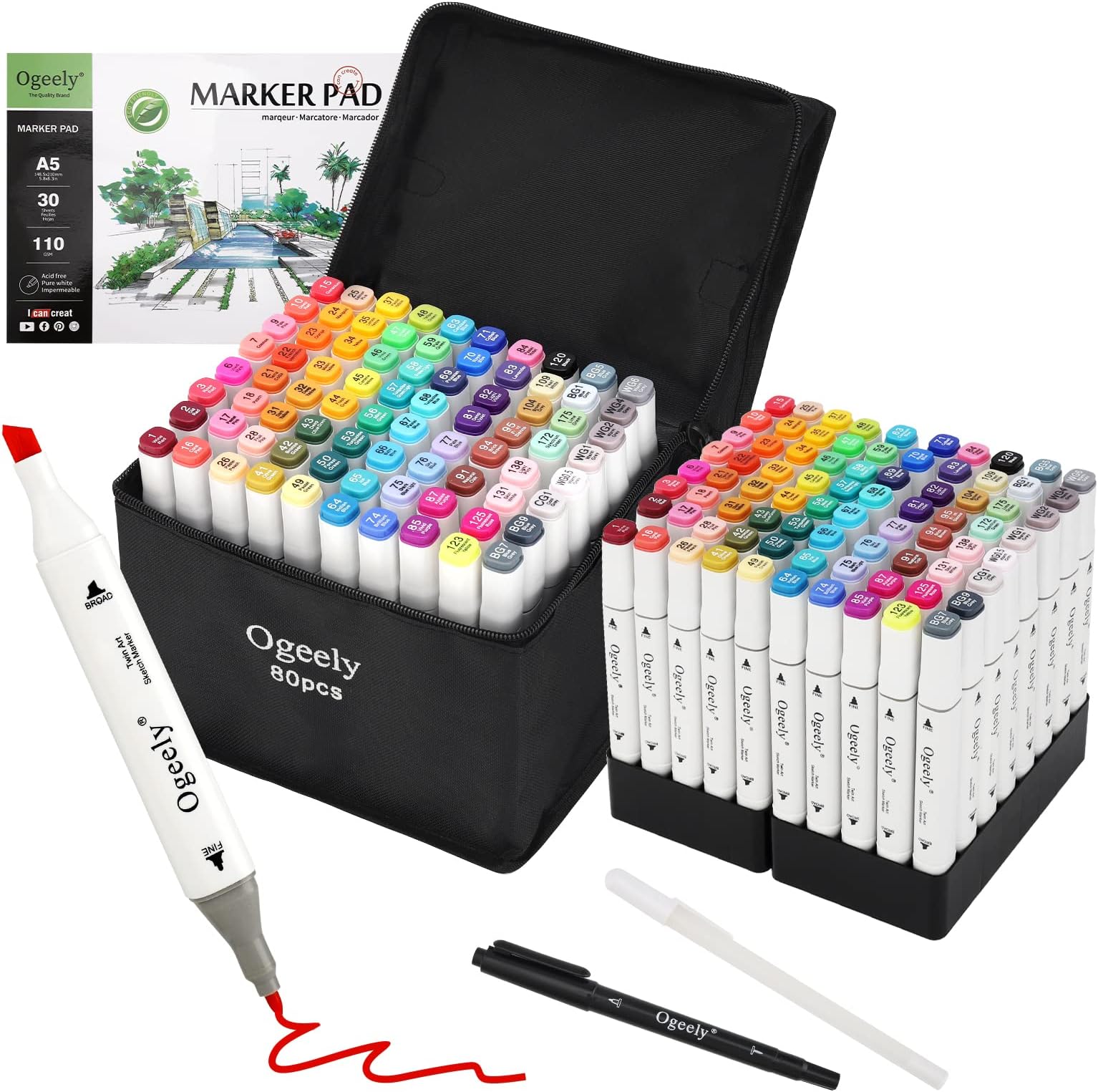 Amazon.com: 80 Colors Alcohol Markers Dual Tips Permanent Art Markers ...