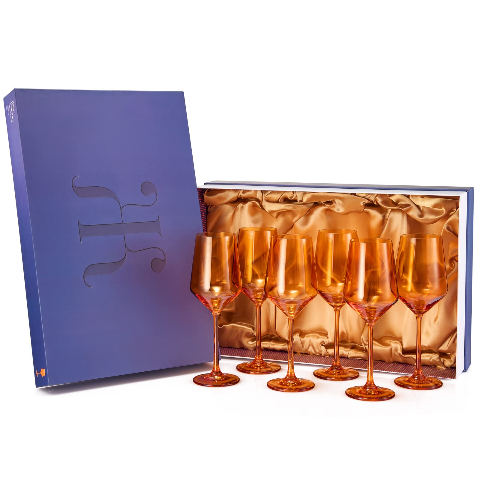 Colored Wine Glass Set,12 oz Glasses Set of 6, Unique Italian Style ...