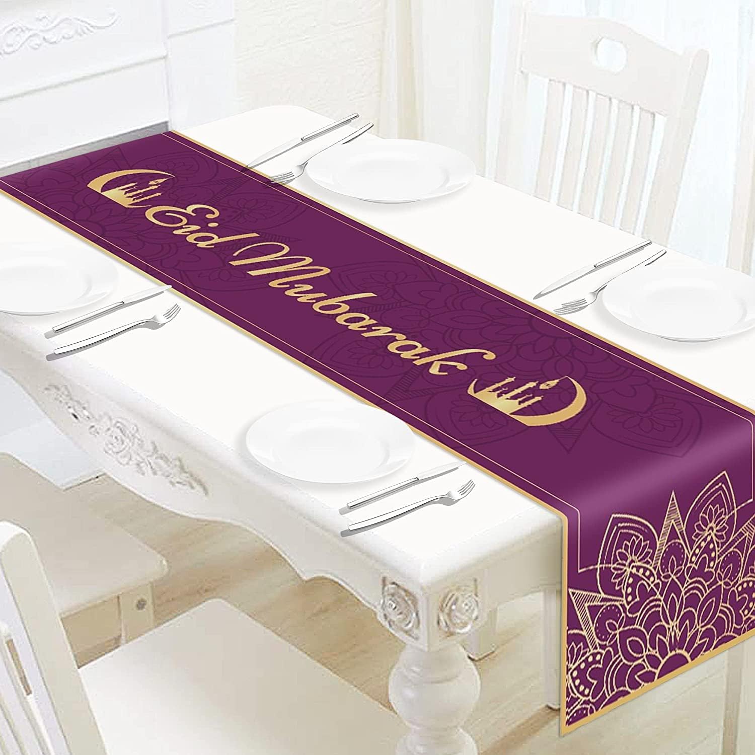 Amazon.com: Eid Mubarak Table Runner Decorations - 71x13.8 Inch ...