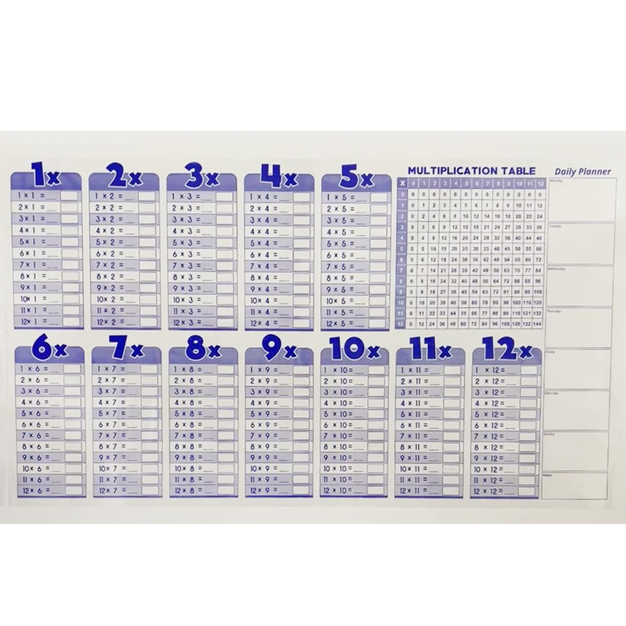 Buy Dry Erase Multiplication Chart - Multiplication Table for Kids ...